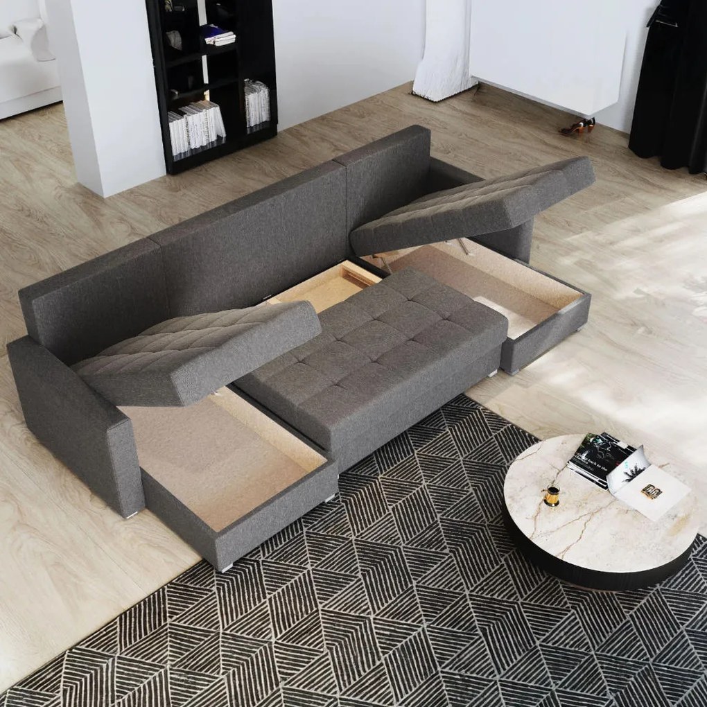 PRM Rohová sedačka NIVA do U, 298 cm Barva látky: Tmavě modrá (Sawana 80)