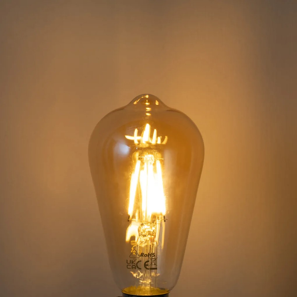 Sada 5 stmívatelných LED filamentových žárovek E27 ST64 zlaté 4,5W 450 lm 2200K