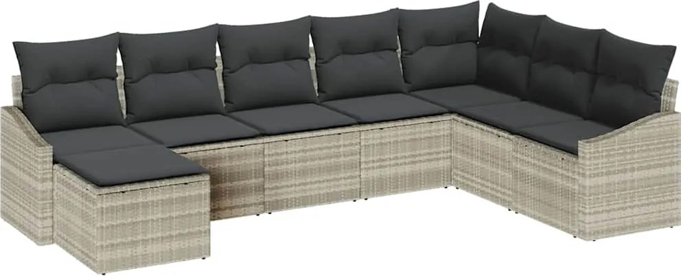 Set pohovek 8 ks Světle šedá polyratan 3346842
