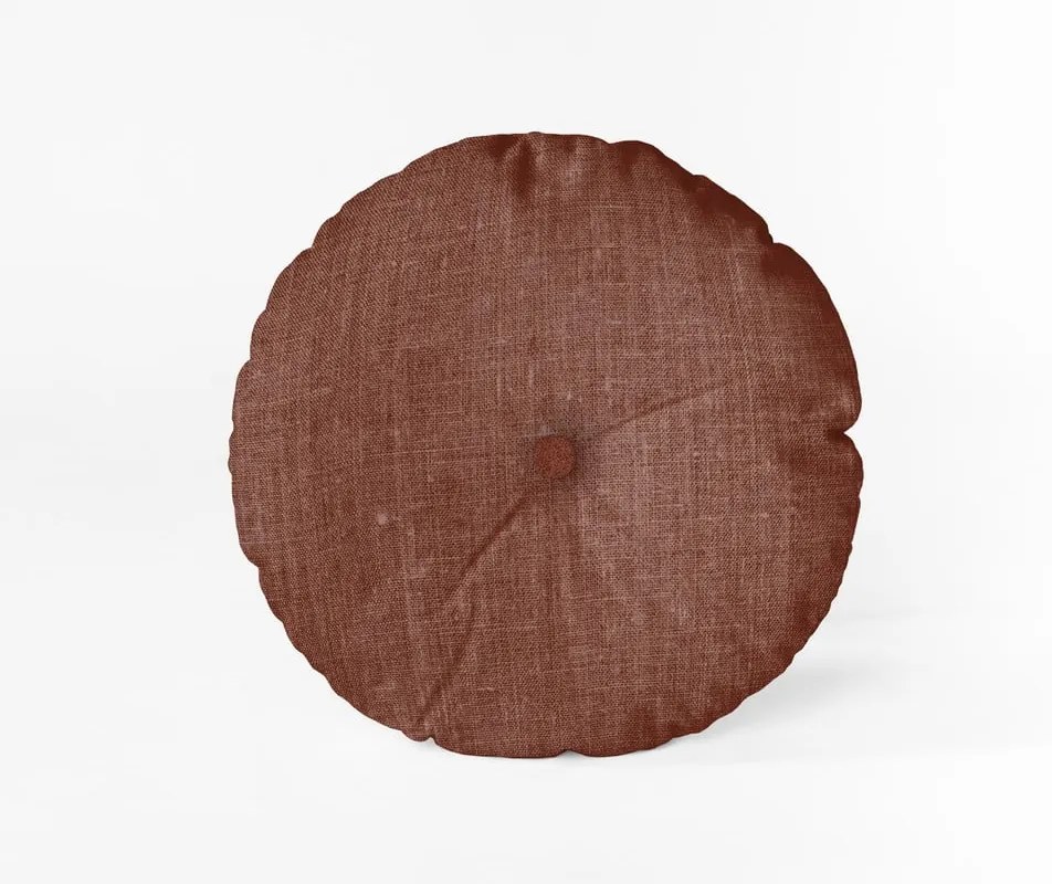 Vínový polštář Linen Couture Cojin Redondo Burgundy, ⌀ 45 cm