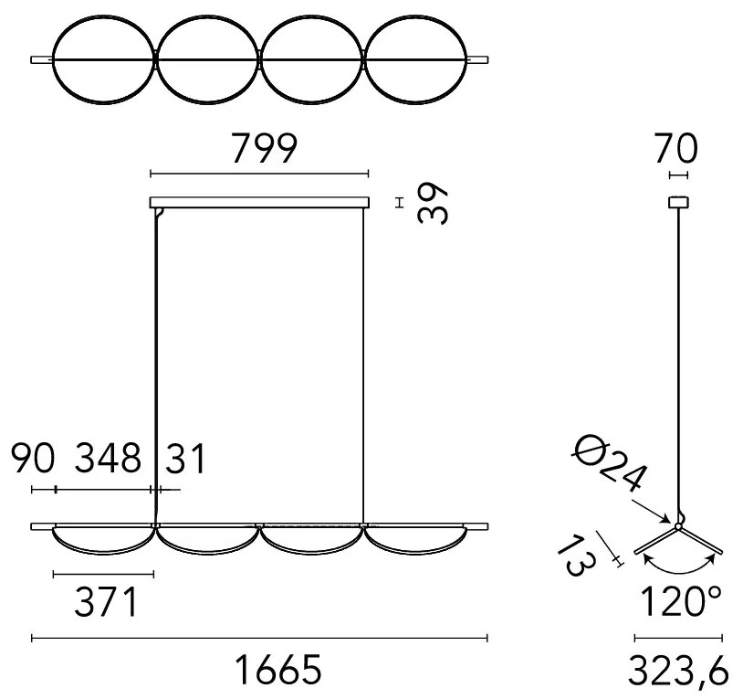 Flos Almendra S4, závěsné svítidlo, tělová, 60W 2700K stmívatelné, 166cm