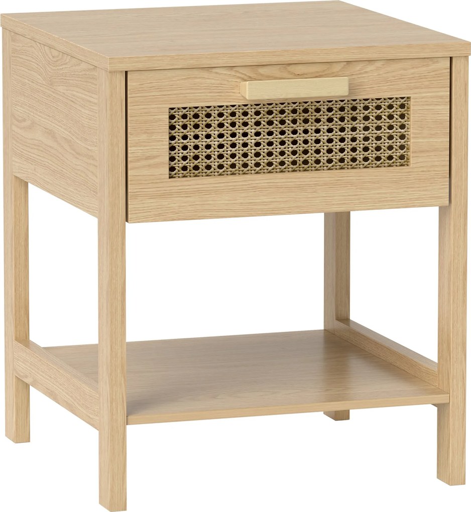 HOMCOM Noční stolky s šuplíkem, policí a designem z ratanu pro ložnici a obývací pokoj, přírodní 40 cm x 40 cm x 49 cm | Aosom