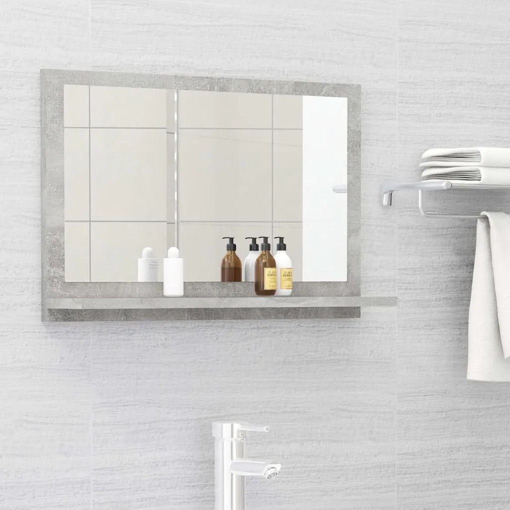 804566 vidaXL Koupelnové zrcadlo betonově šedé 60 x 10,5 x 37 cm dřevotříska