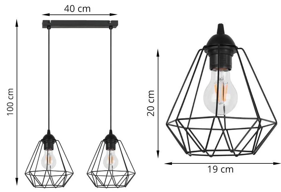 Závěsné svítidlo FUSION, 2x drátěné stínítko (výběr ze 2 barev), L