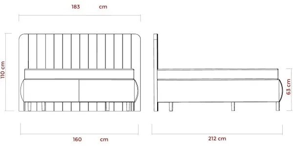 Čalouněná postel s matracemi a úložným prostorem ALEXA 160x200 cm béžová