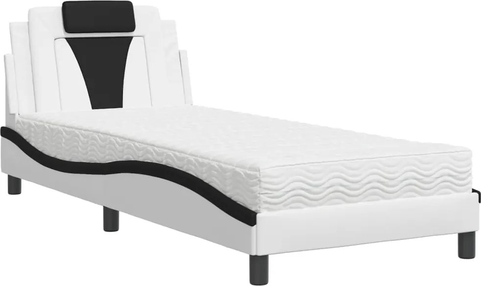 Postel Viana s matrací bílá a černá 90 x 200 cm umělá kůže 3208774