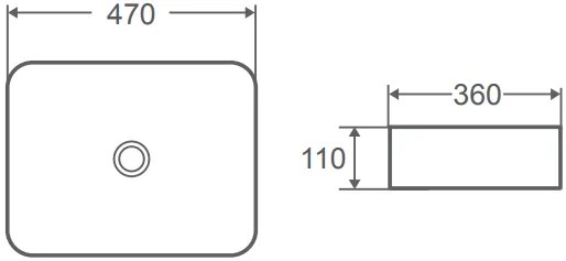 Hydroland Keramické umyvadlo na desku Hera 47x36 cm, bílé