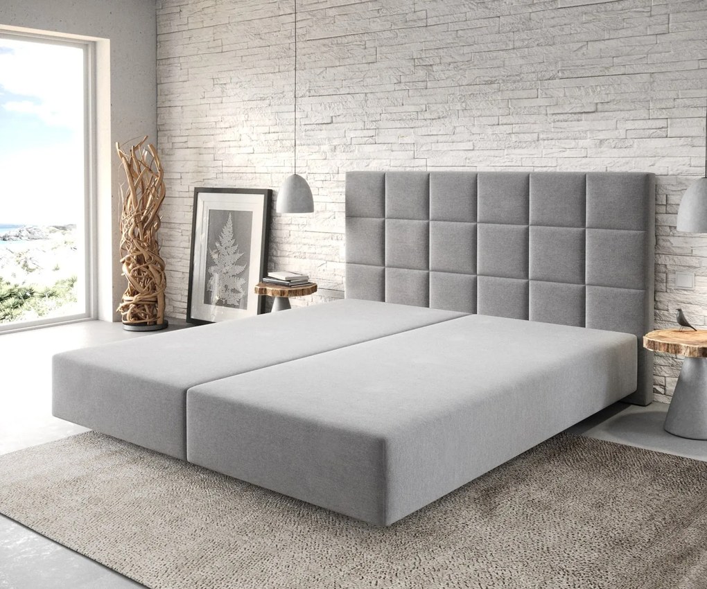 DELIFE Postel Boxspring Dream-Fine 180x200 cm mikrovlákno šedá