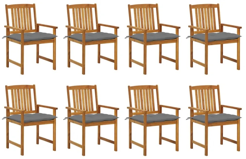 3078194 vidaXL Zahradní židle s poduškami 8 ks masivní akáciové dřevo