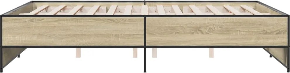 Rám postele dub sonoma 160 x 200 cm kompozitní dřevo a kov 3279878