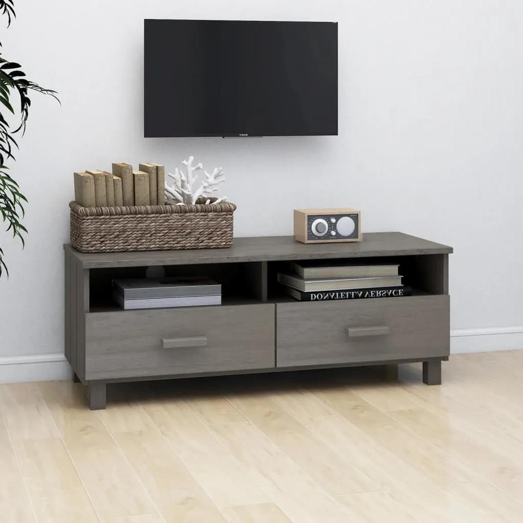 TV stolek HAMAR světle šedý 106 x 40 x 40 cm masivní borovice - Default Title