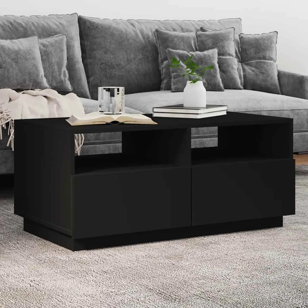 Konferenční Stolek S Led Osvětlením Černý 90 X 49 X 40 Cm