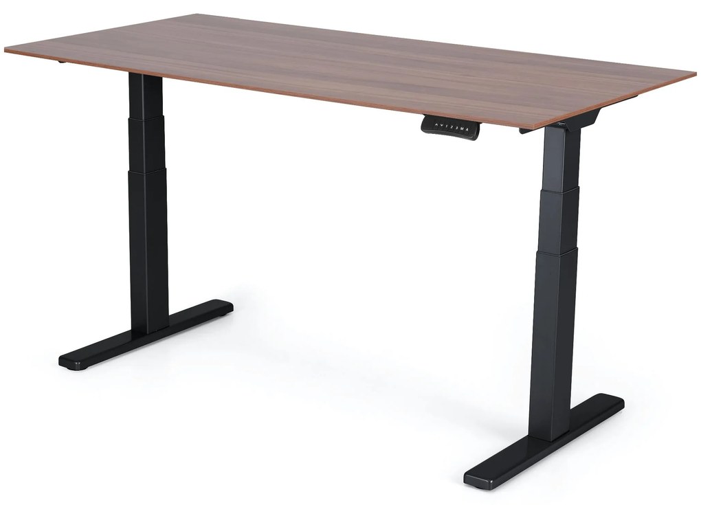 Výškově nastavitelný stůl Liftor 3segmentové nohy premium černé,   deska 1600 x 800 x 18 mm ořech