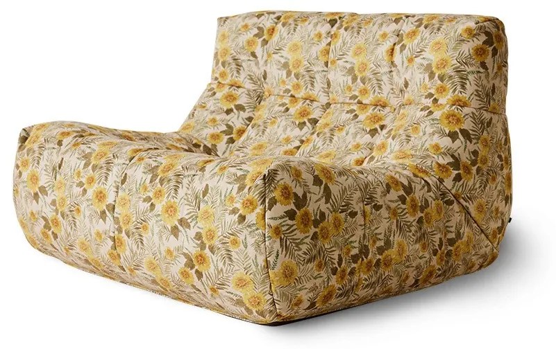 Béžová pěnová lenoška se žlutými květy Lazy Lounge - 105*105*75 cm