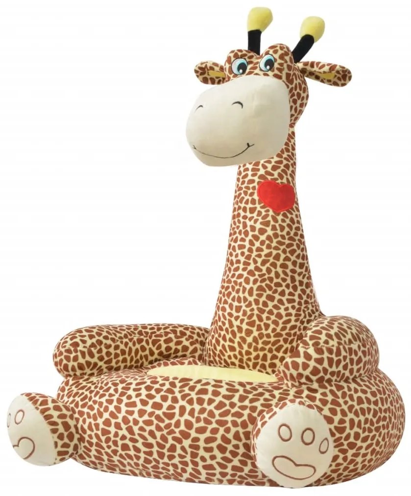 80160 vidaXL Plyšové dětské křeslo žirafa hnědá