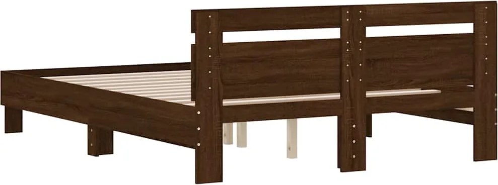Rám postele s čelem hnědý dub 140 x 200 cm kompozitní dřevo 3207426