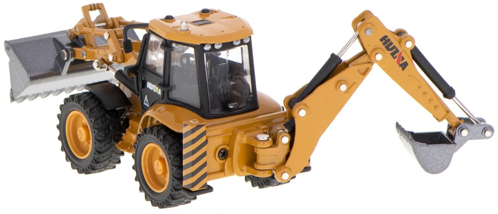 Creative Corner Bagr s nakladačem, buldozer s lžící Kovový model H-toys 1704 1:50