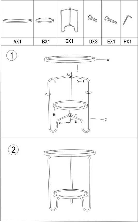Odkládací stolek Mauro Ferretti Arix 48x54,5 cm, černá/hnědá