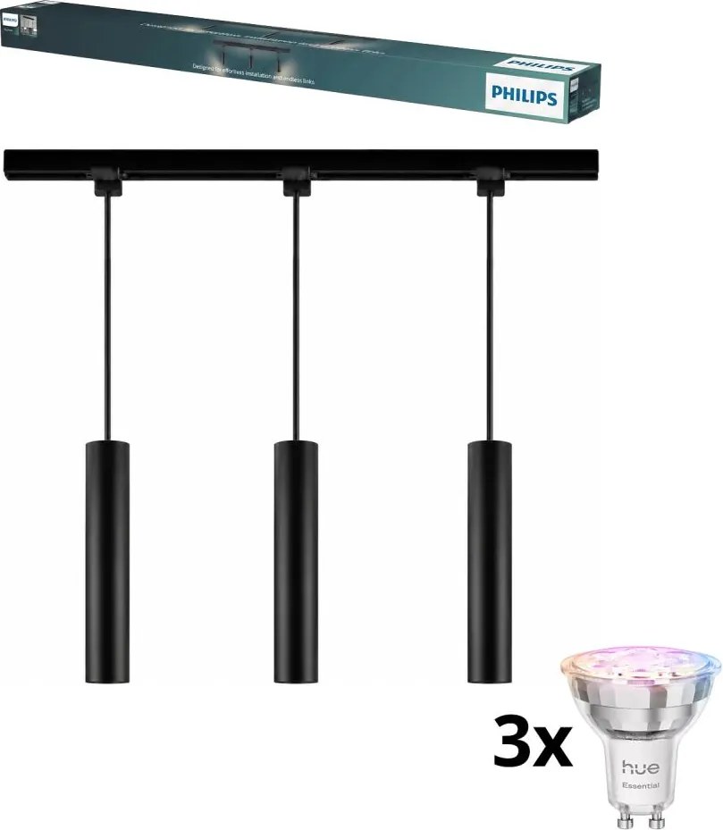 Philips - LED Stm. lustr na lanku v lišt sys EASYLINK 3xGU10/4,7W/230V 1m černá