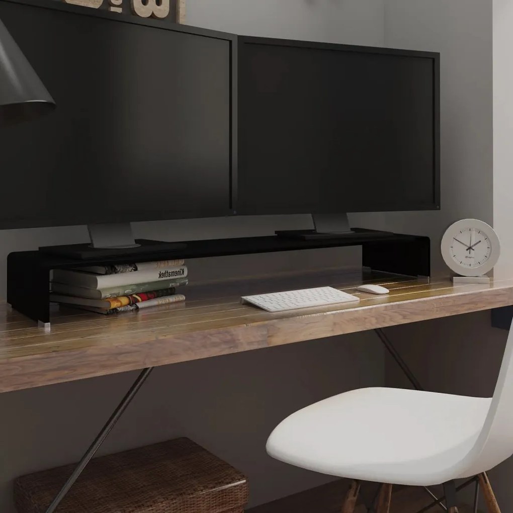 TV stolek / podstavec na monitor sklo černý 120x30x13 cm 244141