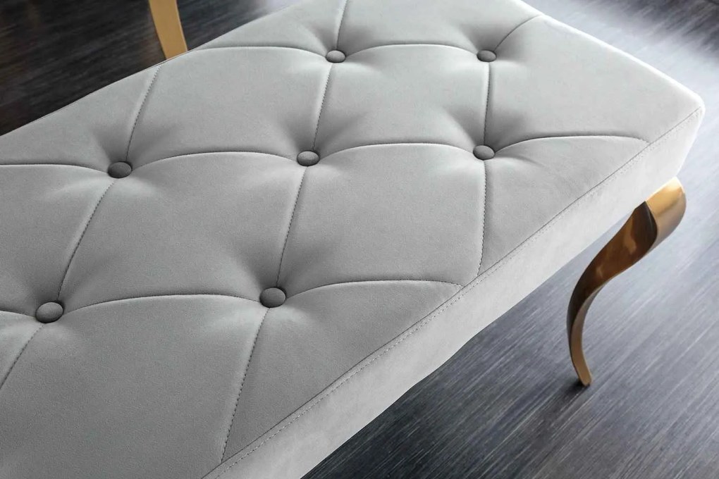 Designová lavice Rococo 172 cm šedá / zlatá