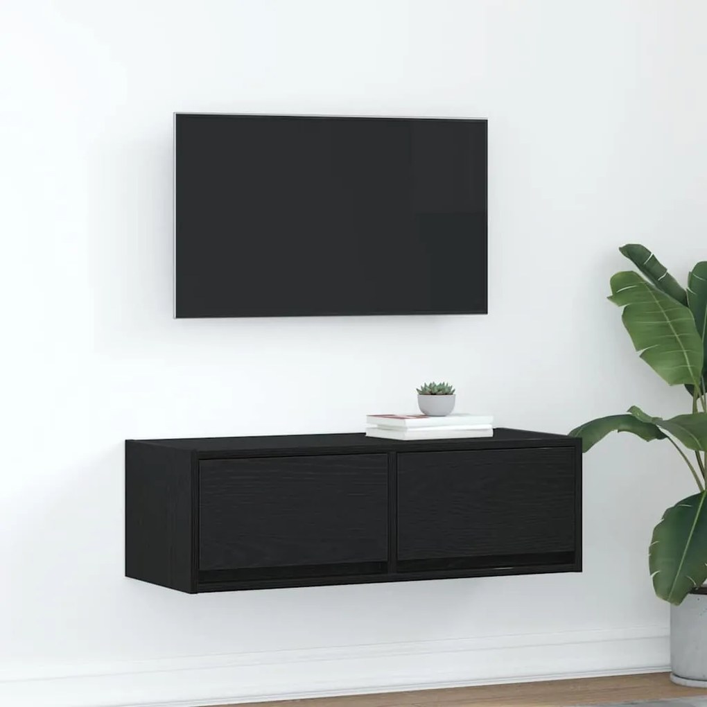 TV skříňka Černý dub 80x31x25,5 cm Dřevěná konstrukce