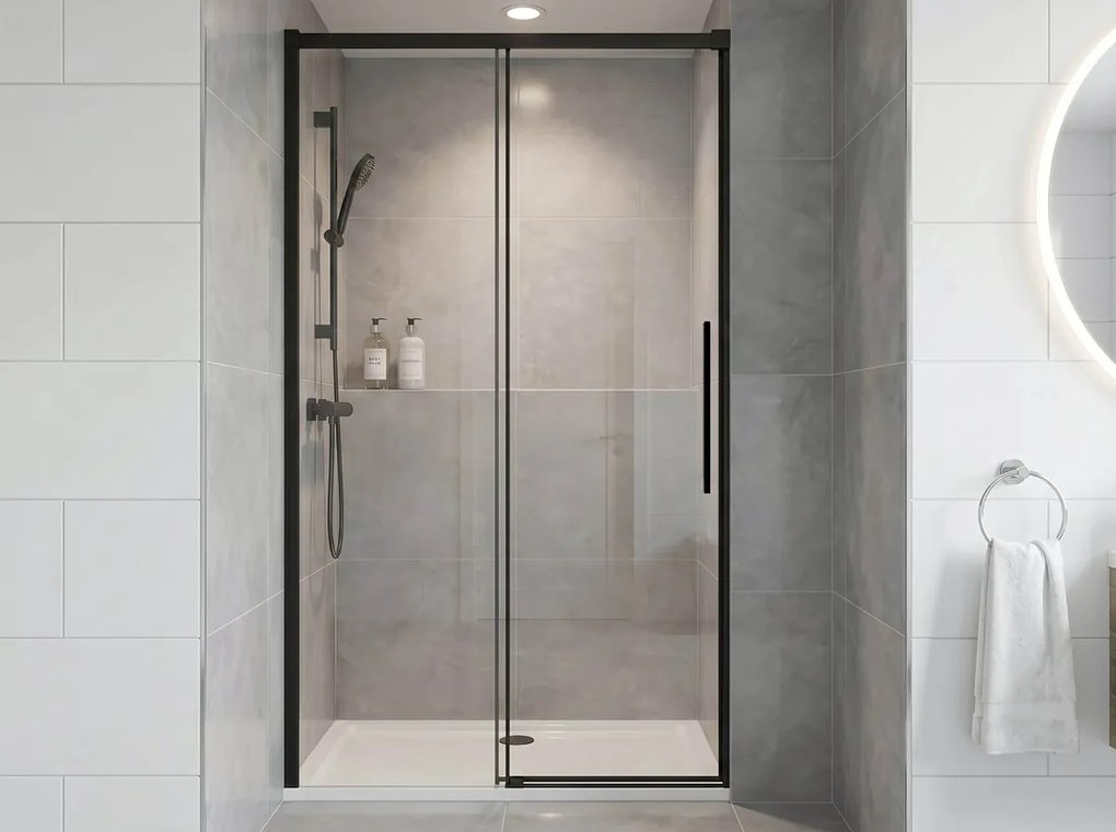 Gelco Luxor Black sprchové dveře do niky 150 x 200 cm posuvné černá čiré sklo GU1215B