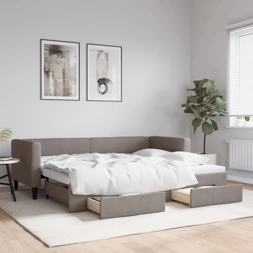 Válenda s přistýlkou a zásuvkami taupe 80 x 200 cm textil 3196612