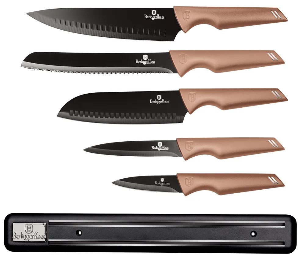 6dílná sada kuchyňských nožů s magnetickým držákem ROSE GOLD 19520