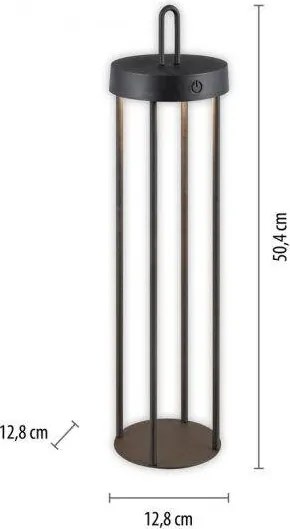 LD 19301-18 ANSELM LED stolní lampa na baterie černá 50cm dotykový stmívač IP44 zahradní svítidlo 2700K - JUST LIGHT