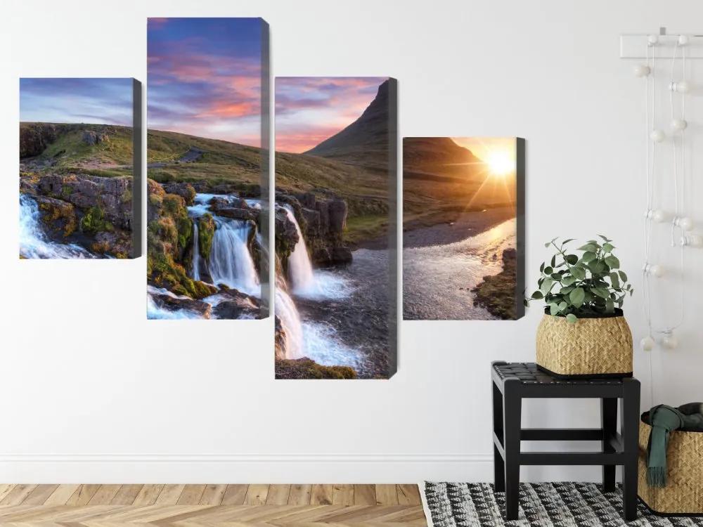 Vícedílný obraz Kirkjufell Hora S Vodopády Nedostatek Nedostatek Plátno Canvas 240x150