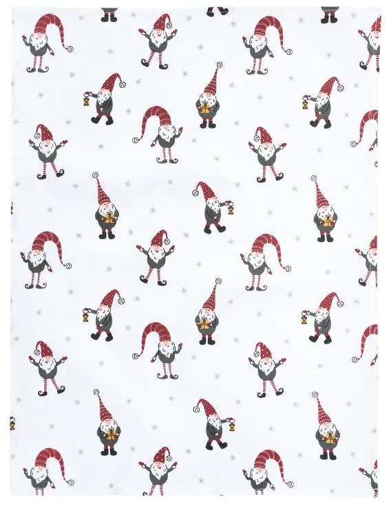 SCANquilt utěrka DEKORO elfíci s lucernou bíločervená 50 x 70 cm