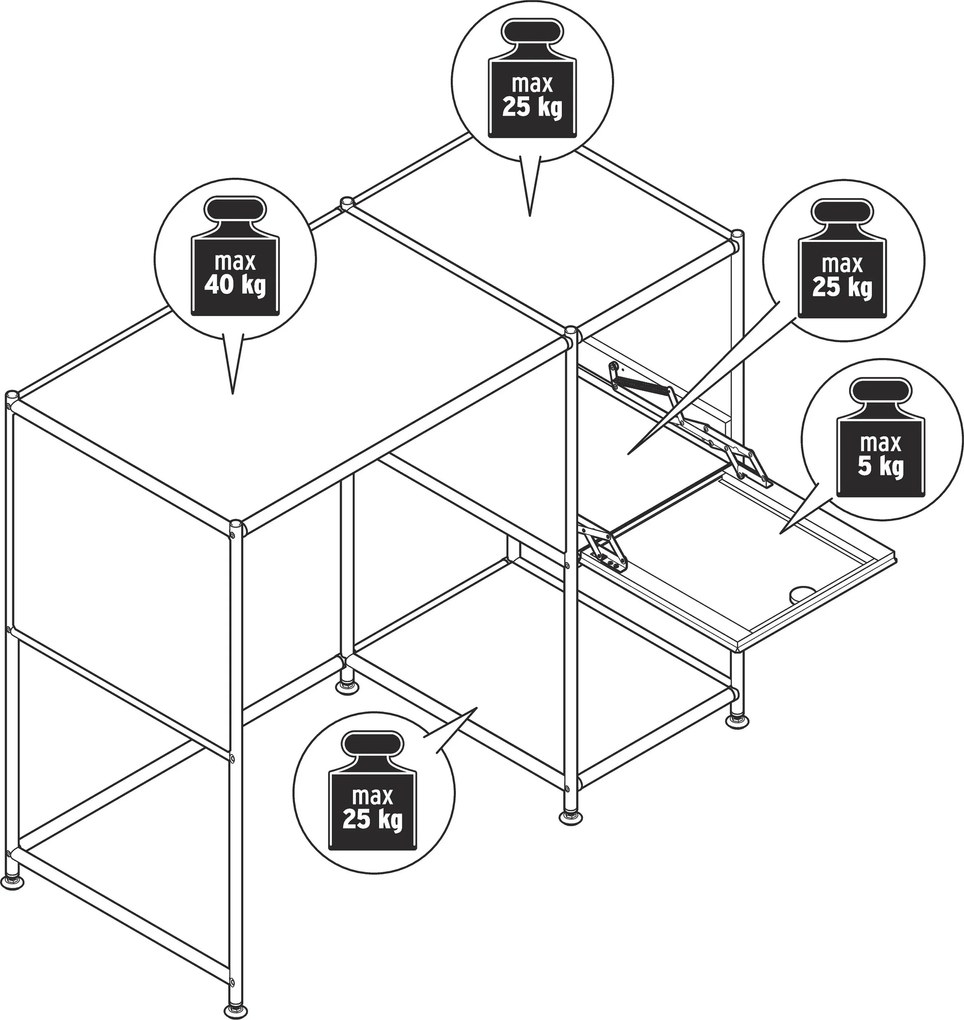 Tchibo - Kovový psací stůl CN3 s výklopnými dvířky - barva: černá