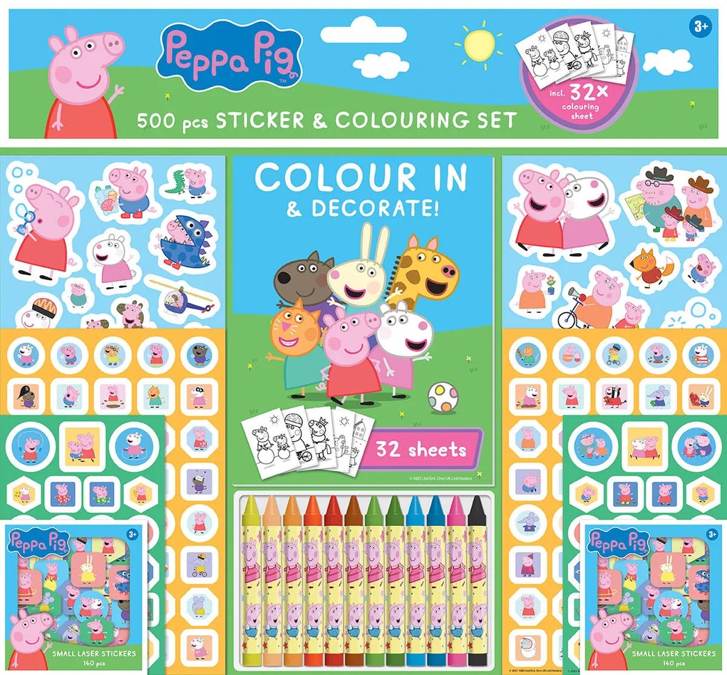 JIRI MODELS Samolepkový set s omalovánkami a voskovkami Peppa Pig 5