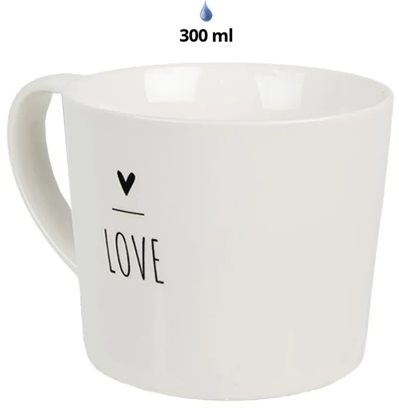 Bílý hrnek se srdíčkem s nápisem Love - Lovely Day - 12*8*7 cm / 300 ml