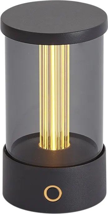 Venkovní stolní lampa černá dobíjecí vč. nabíjecí stanice IP65 - Grill