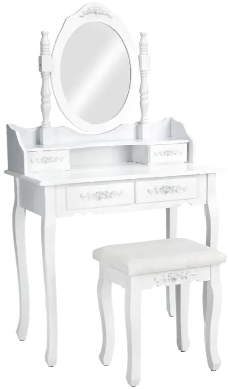 Tectake Kosmetický toaletní stolek BAROK zrcadlo a stolička