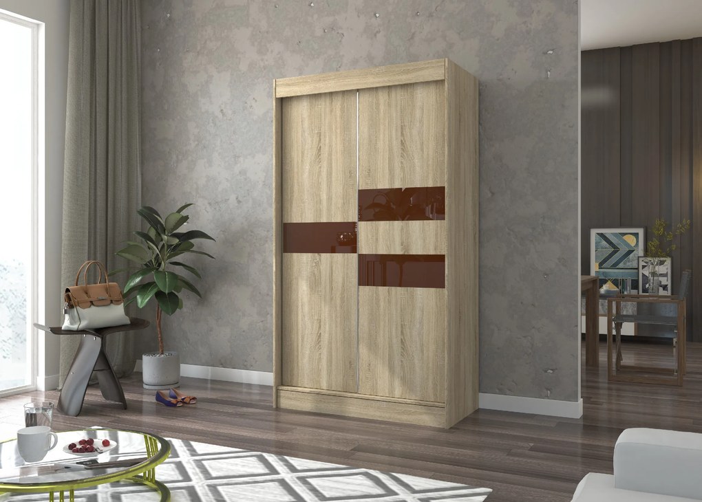 ADRK Furniture Skříň s posuvnými dveřmi a lacobelem BATIA 120 ADRK-SW-BAT-S-CHL-120
