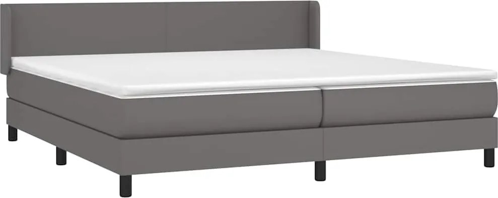 Box spring postel s matrací šedá 200x200 cm umělá kůže 3130683