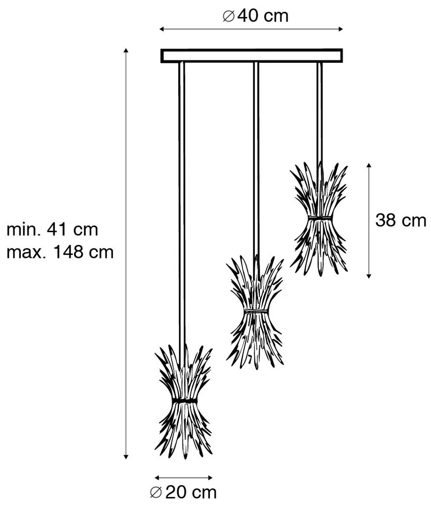 Závěsné svítidlo v art deco stylu zlaté 3-světlo - Wesley