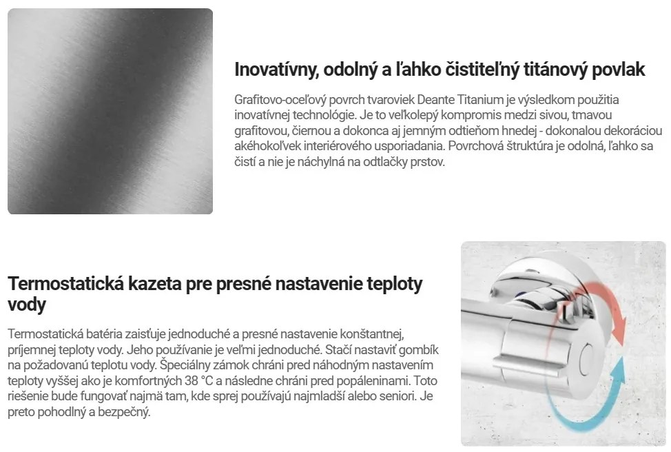 Deante Cascada, termostatická sprchová baterie, titanová, DEA-BCH_D4BT