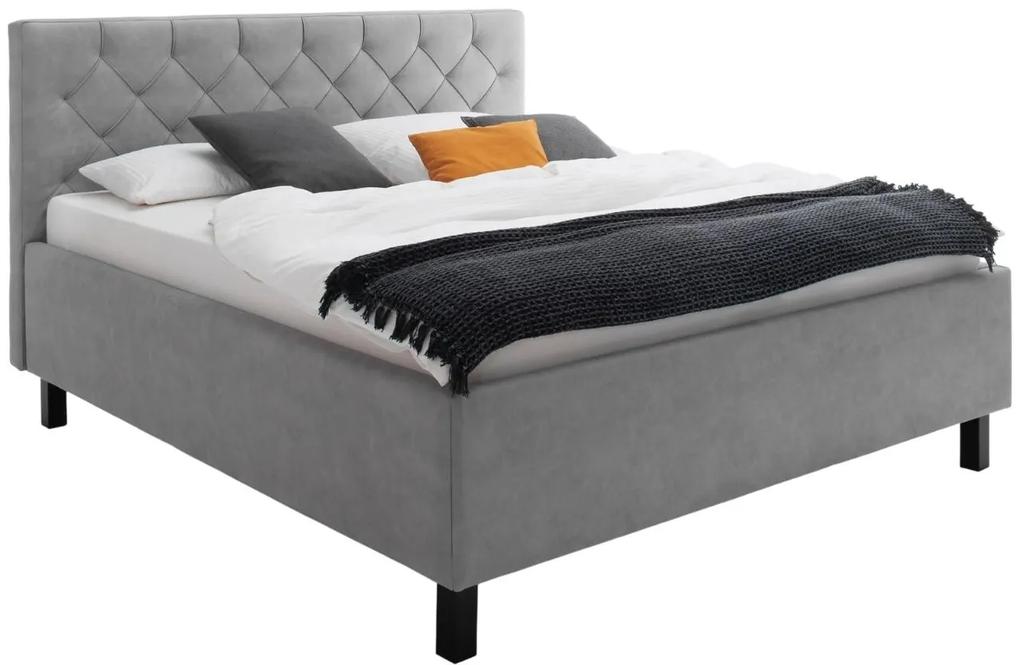 OnaDnes -20% Šedá koženková dvoulůžková postel Meise Möbel San Remo 180 x 200 cm s úložným prostorem