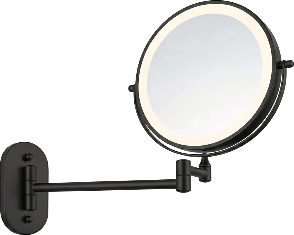 Rea Kosmetické zrcadlo ⌀20 cm s regulovatelným LED osvětlením HOM-70000 černé
