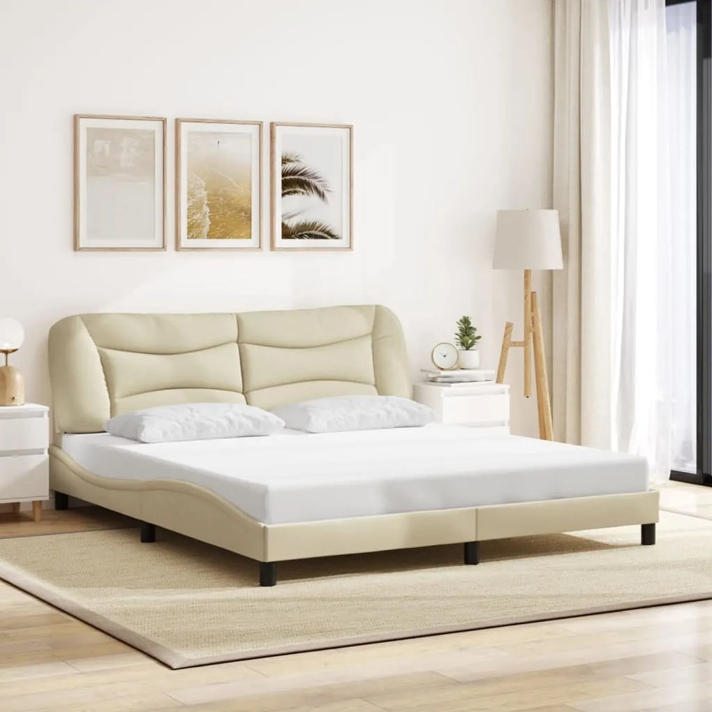 Rám postele bez matrace Hvar krémový 180 x 200 cm textil 3207791