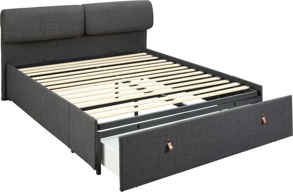 ACTONA GROUP Čalouněná postel CALVI tmavě šedá 140x190 H000024736