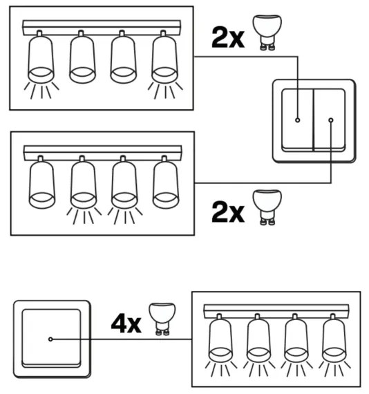 Bodové svítidlo BAMBOO 4xGU10/10W/230V černá