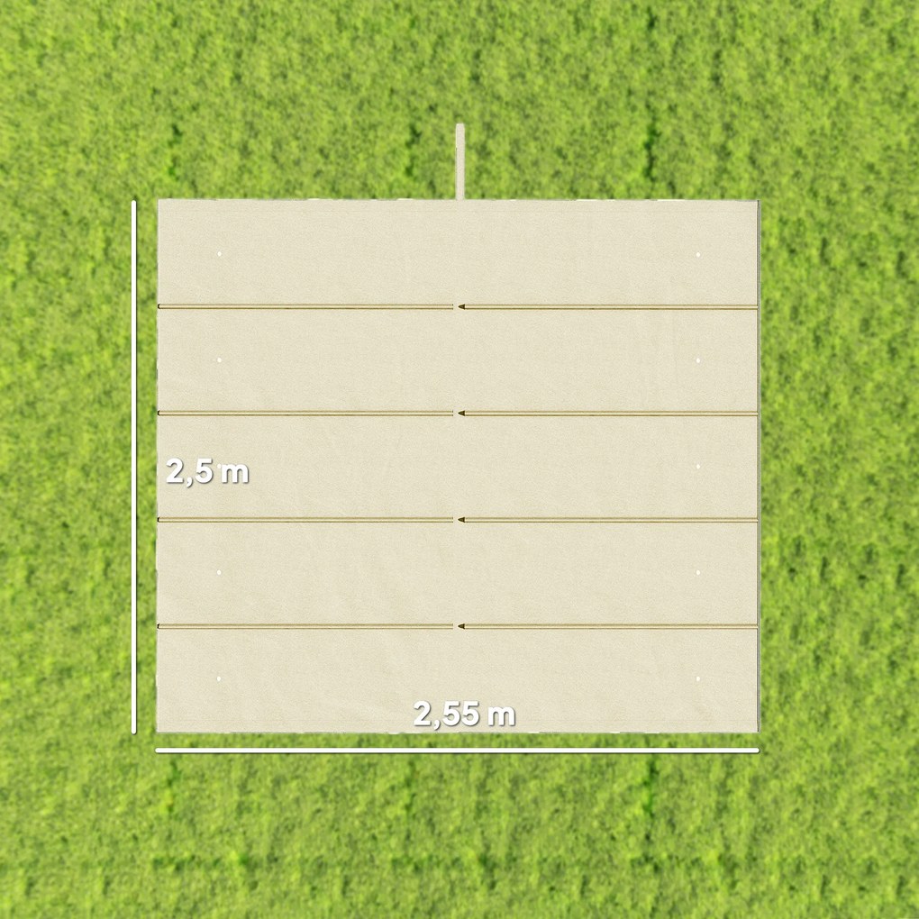 Náhradní střecha pro pergolu 3 x 3 m, zatahovací, s otvory pro odvod dešťové vody, odolná proti povětrnostním vlivům, polyester, 250 x 255 cm krémově…