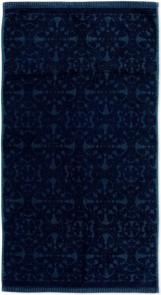 Pip Studio ručníky z bavlněného froté Tile de Pip, tmavě modré (Luxusní ručníky z bavlněného froté v designu Tile de Pip v tmavě modré barvě )