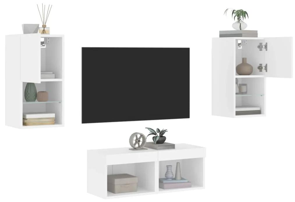 4dílná obývací stěna s LED osvětlením bílá - Default Title