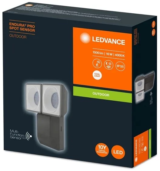 Ledvance - LED Venkovní nástěnné svítidlo se senzorem SPOT 2xLED/8W/230V IP55